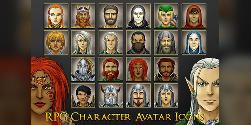 20 RPG Avatar Icons by Free Game Assets (GUI, Sprite, Tilesets)