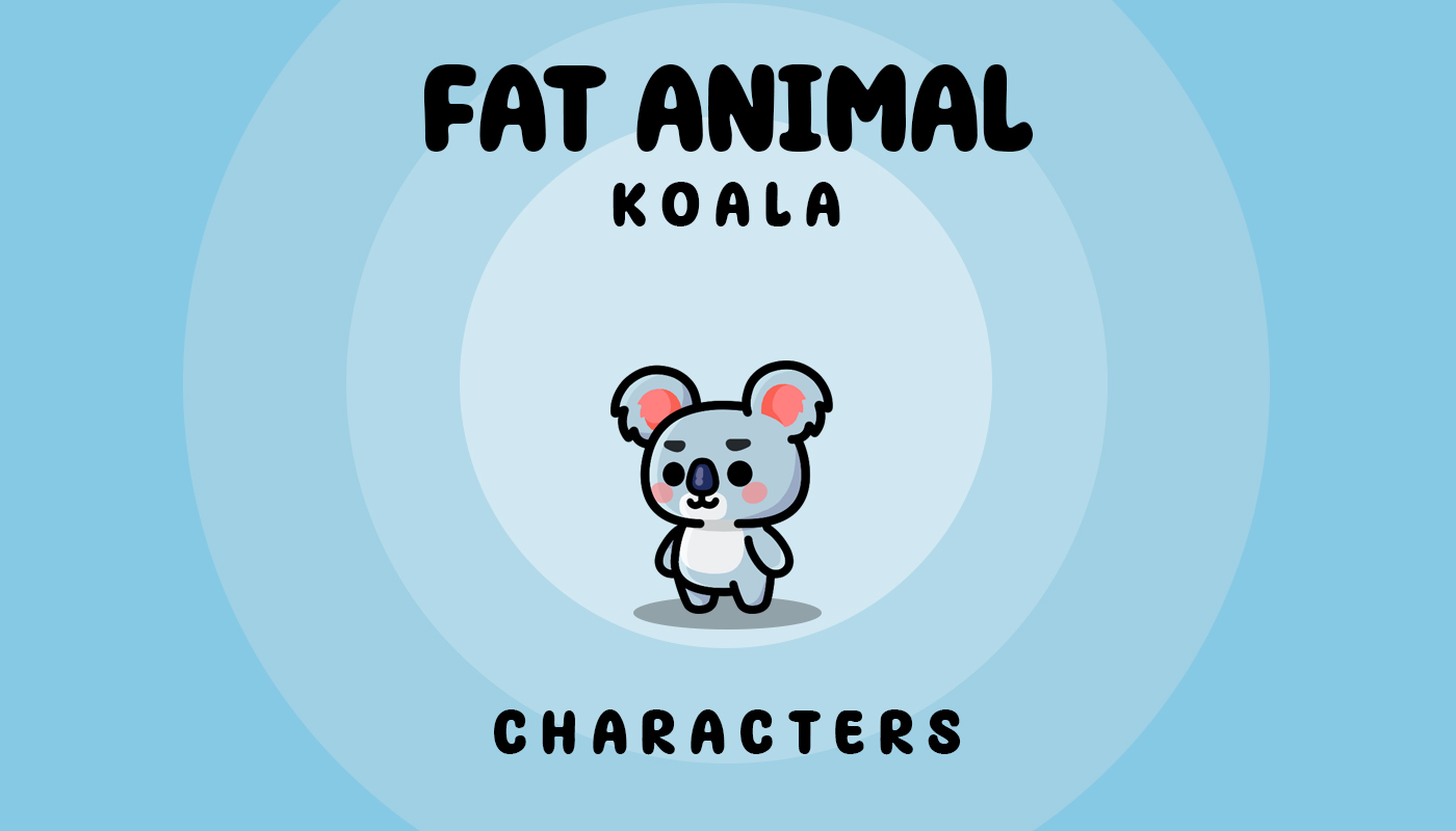 Cute Fat Animal Characters - Koala by Segel2D