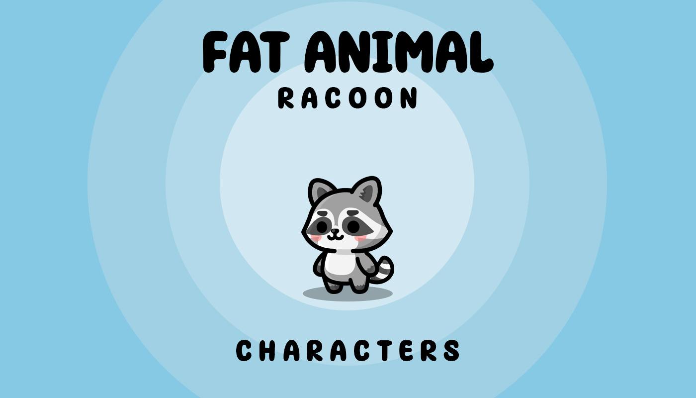 Cute Fat Animal Characters - Racoon by Segel2D
