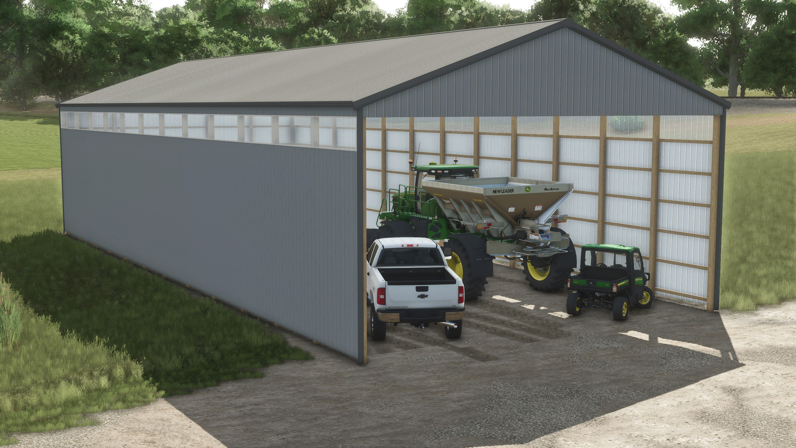 FS25 40x97 Open End Shed by LJR Modding