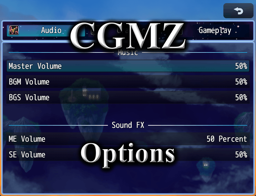 [CGMZ] Options for RPG Maker MZ by Casper Gaming