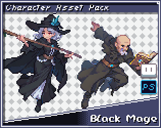Pixel Art Character Asset Pack : Black Mages by UsagiV