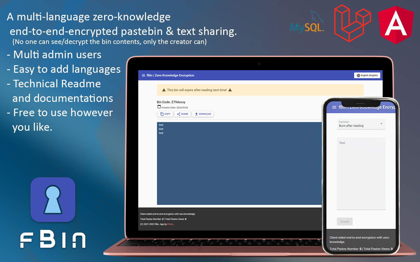 fBin - Zero Knowledge E2EE Pastebin by Primo Games