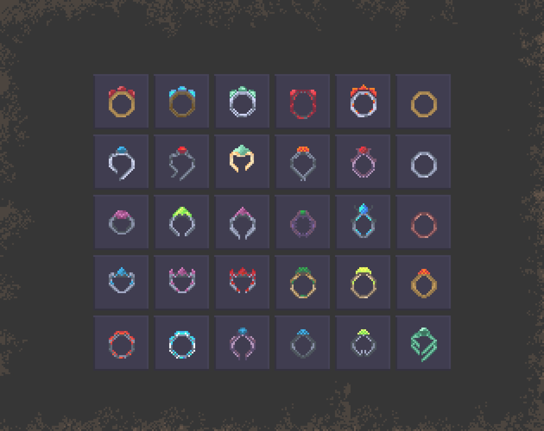 30 Rings RPG Icons Pixel Art by EpicForge