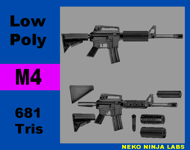PSX Low Poly M4 - Game Ready by Neko Ninja Labs