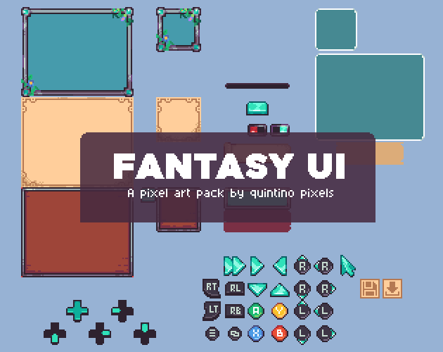 [Free] Pixel Art Fantasy UI Pack by Quintino Pixels