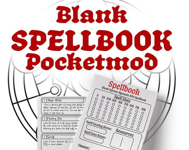 Blank Pocketmod Spellbook - System Agnostic TTRPG Tool by SilverNightingale