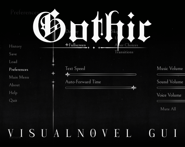 Gothic VN GUI by Cal for Make Visual Novel Assets! Jam - itch.io