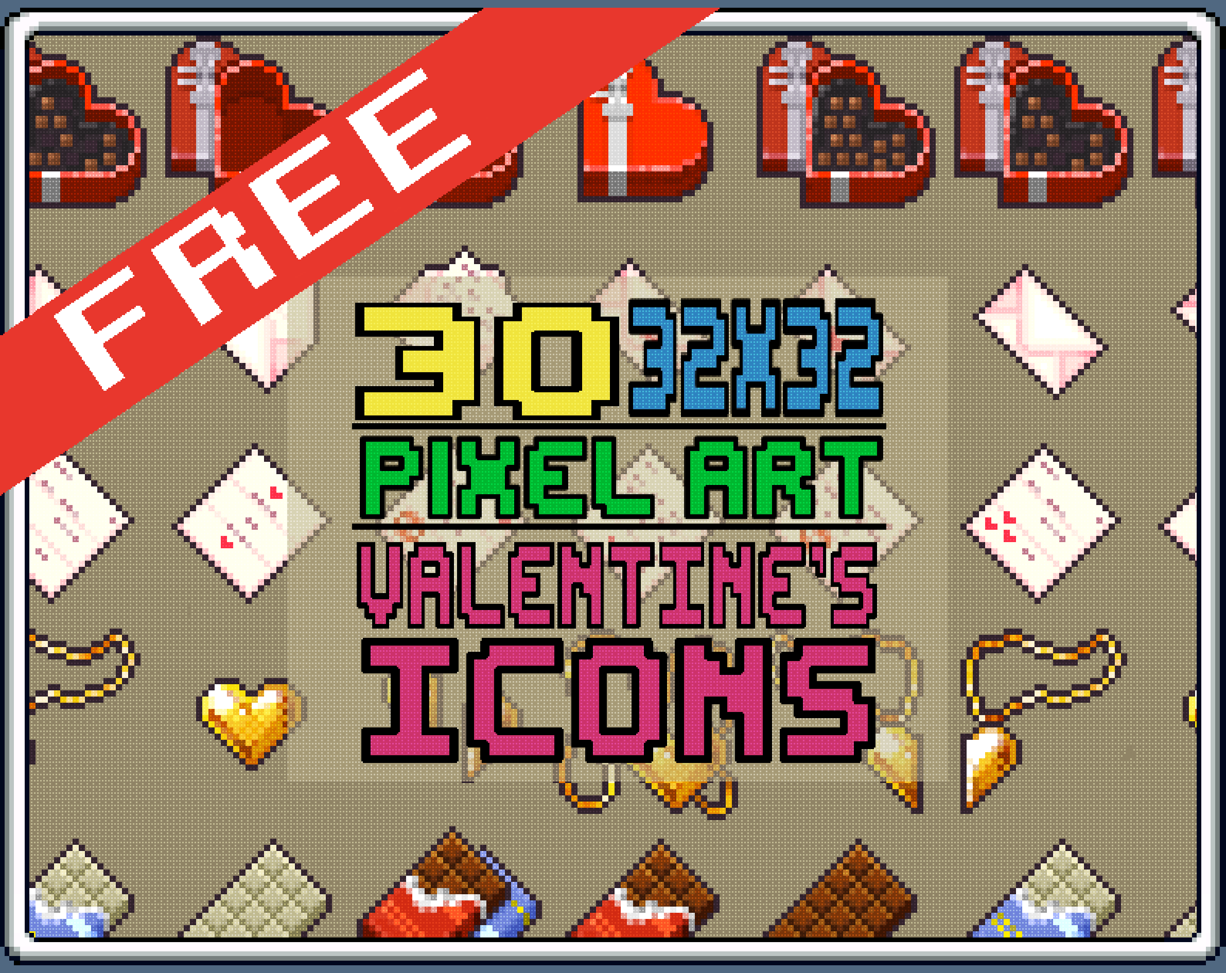 Asset pack Release! - 30 FREE 32x32 Pixel art Valentine’s Icons by ...