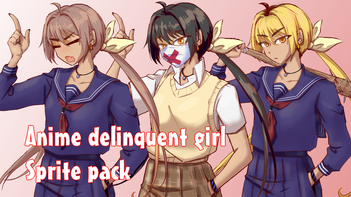 Rate Delinquent girl Visual Novel Character Sprite by Ma_Ka for Make Visual Novel Assets! Jam ...