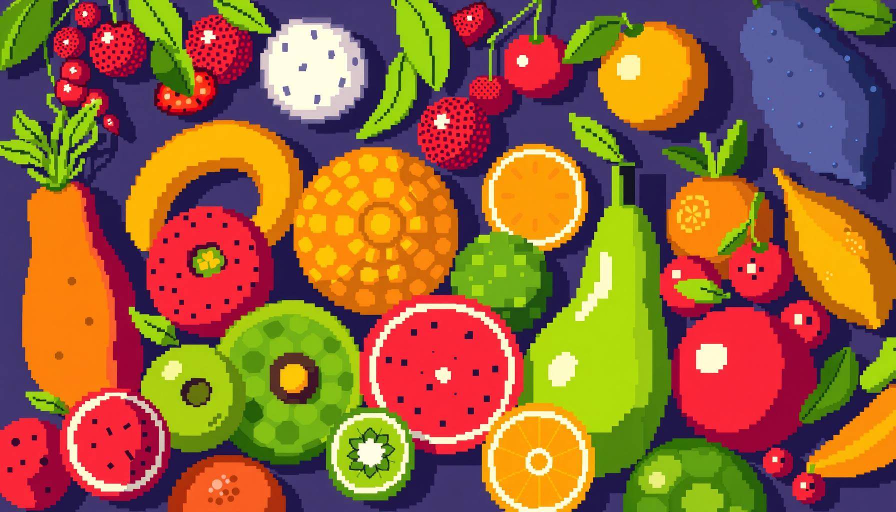 fruit pixel art by nikeen