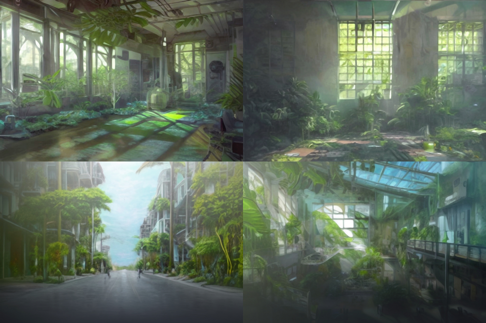 Green Palms Solarpunk City Pack: 16 Visual Novel Backgrounds by Rachel Chen