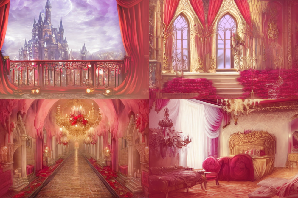 Fairy Palace with Roses Pack: 10 Visual Novel Backgrounds by Rachel Chen