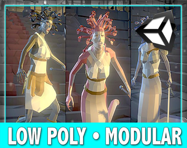 Low Poly Character - Medusa - Fantasy RPG - Unity by Infinity PBR