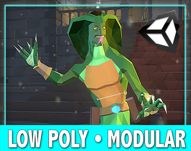 Low Poly Character - Serpent Warrior - Fantasy RPG - Unity by Infinity PBR