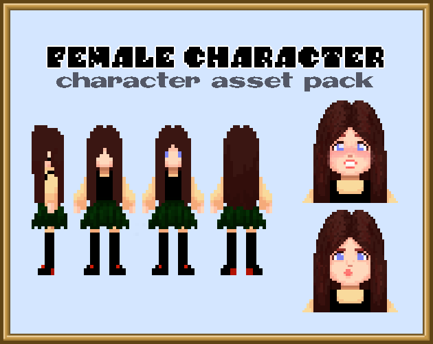 Brunette Female Character || Pixel Character Asset Pack by Pop Shop Packs
