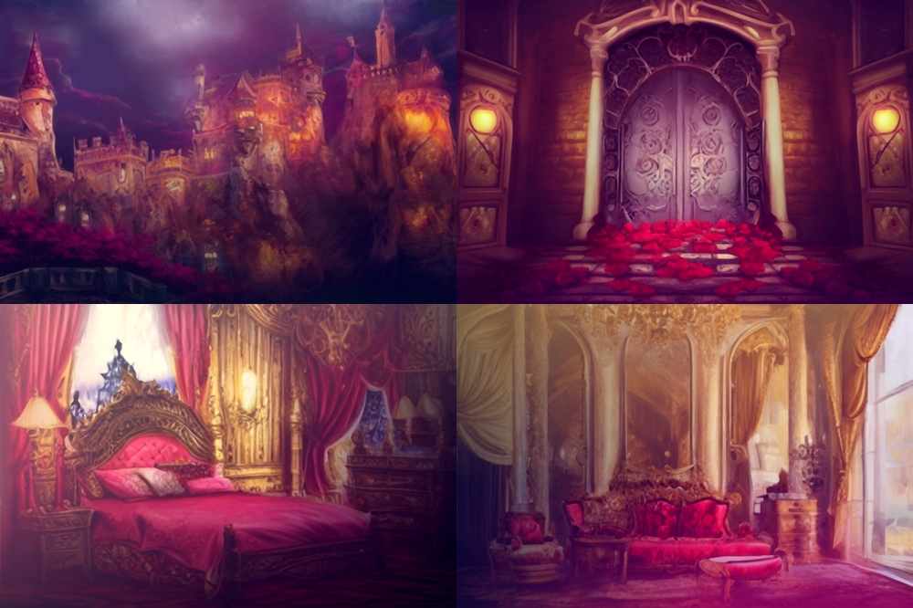 Romantic Castle Interiors Pack: 24 Visual Novel Backgrounds by Rachel Chen