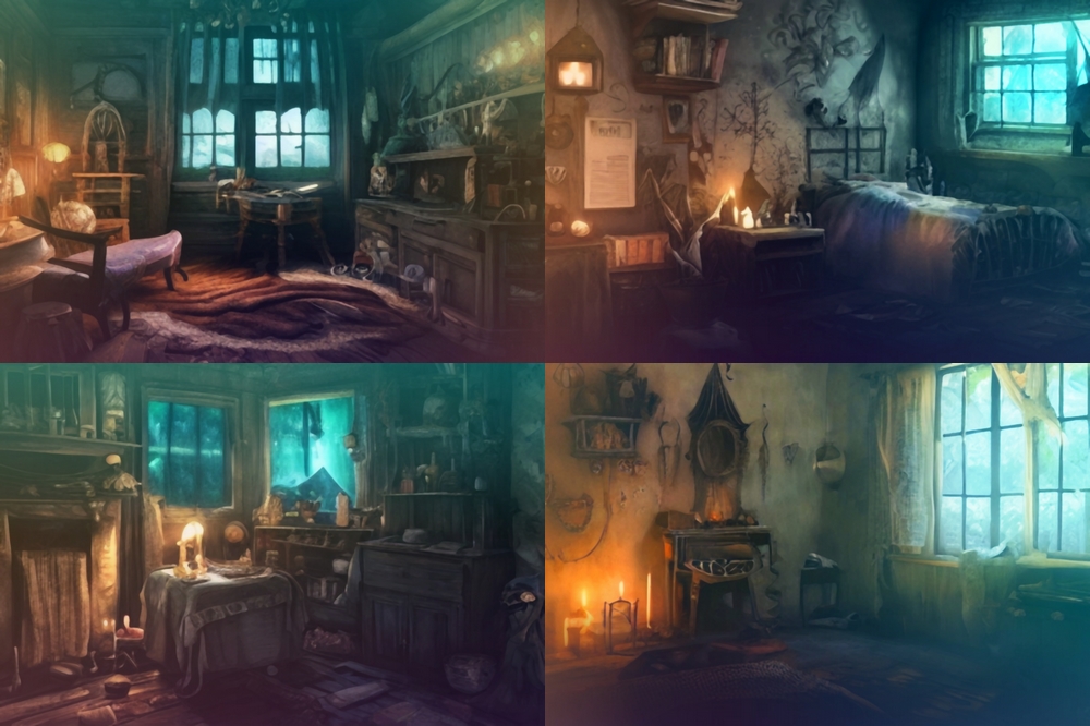 Magical Old Hut Interiors Pack: 6 Visual Novel Backgrounds by Rachel Chen