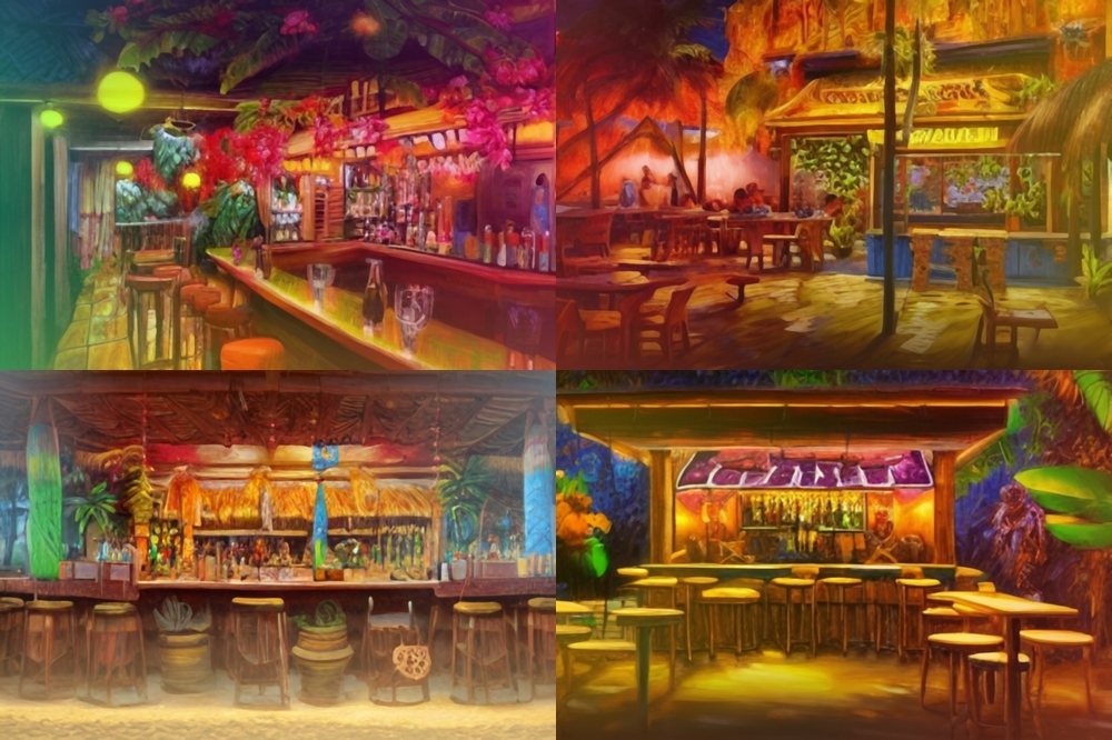 Pacific Coast Beach Bar Pack: 6 Visual Novel Backgrounds by Rachel Chen