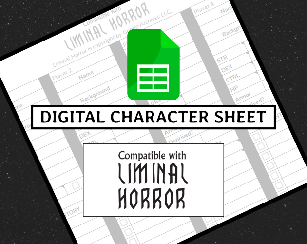 Liminal Horror Digital Character Sheet (Portrait) by fleetingXe