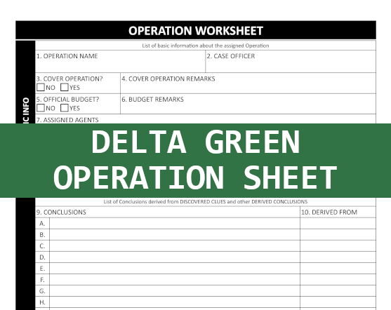 Delta Green Operation Notesheet by Glitched Tabletop
