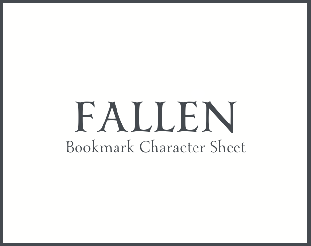 Fallen RPG Bookmark Character Sheet by Eilonwy for Fallen Jam - itch.io