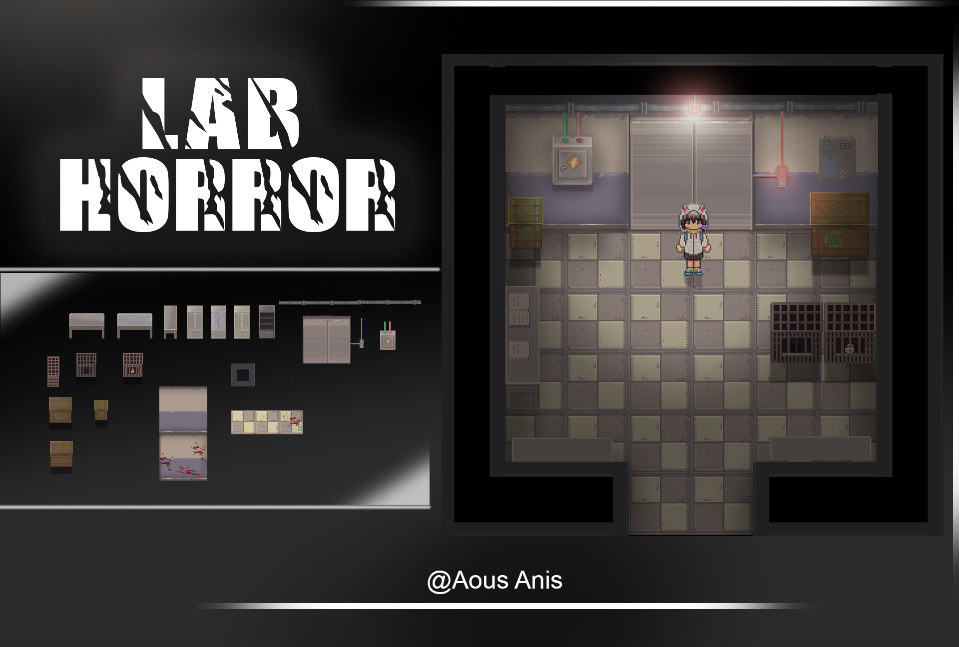 Top Down Pixel Art Lab Horror by kamisama887