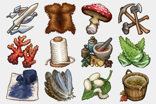 Icons: Crafting, Tools, Foraging, Herbalism by David Baumgart