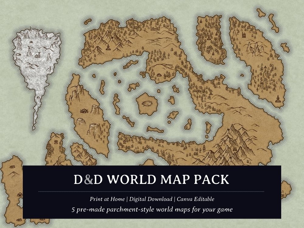 DnD World Map Pack | 5 World Maps by Minva Tabletop Design Co