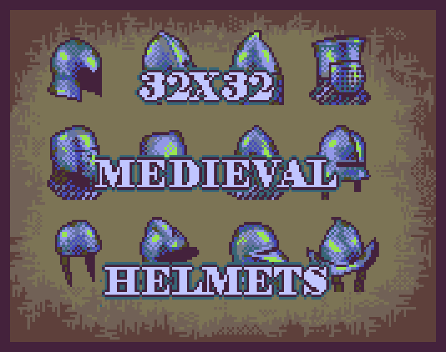 32X32 MEDIEVAL HELMETS ICON PACK by FlyingSausage