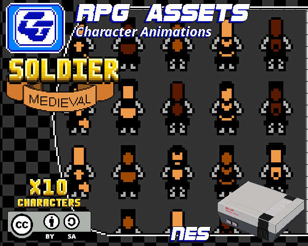RPG Asset Character 'Soldier' #2 NES by chasersgaming