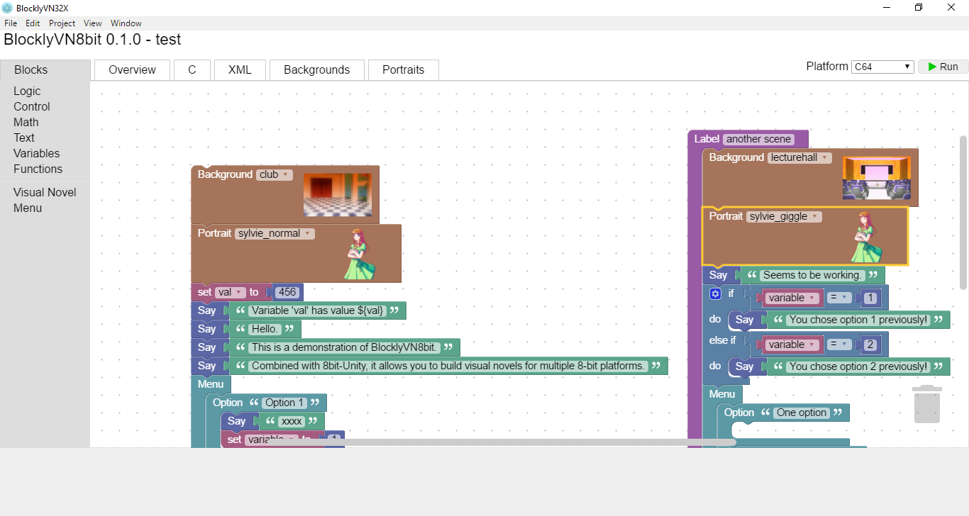 BlocklyVN8bit - Make visual novels for 8-bit platforms with a visual ...