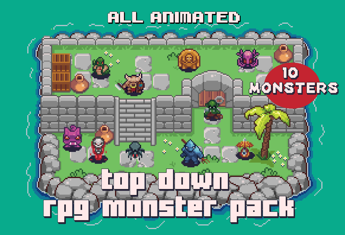 top down monster pack by pixelodis