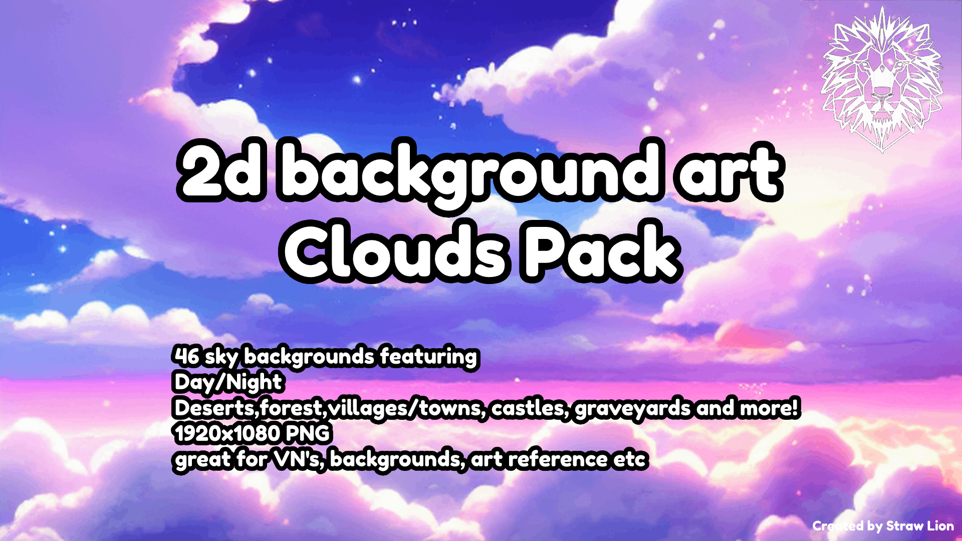 Cloud & Skies Backgrounds 2d Art Pack by Straw Lion