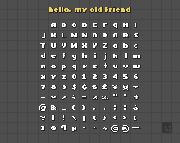 bitmap font - hello, my old friend by lotovik