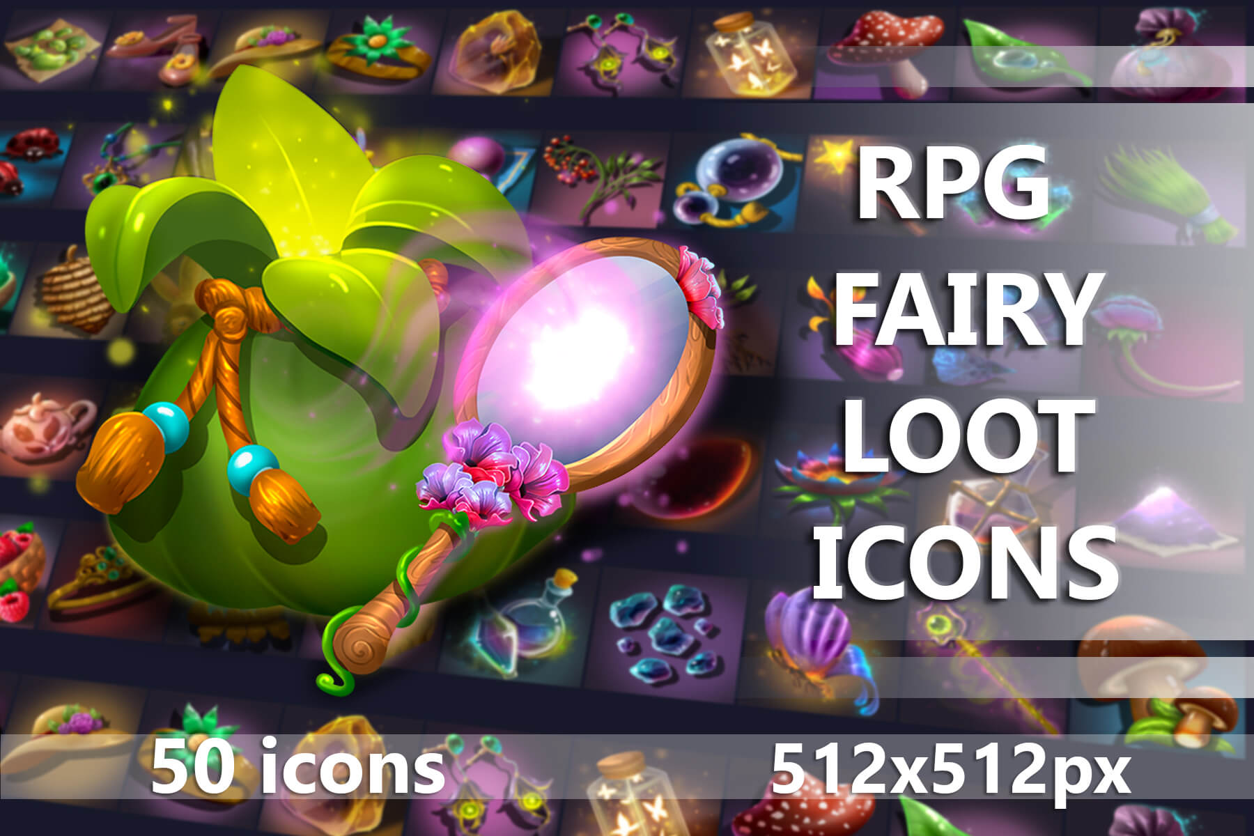 50 Fairy loot Icons by Free Game Assets (GUI, Sprite, Tilesets)
