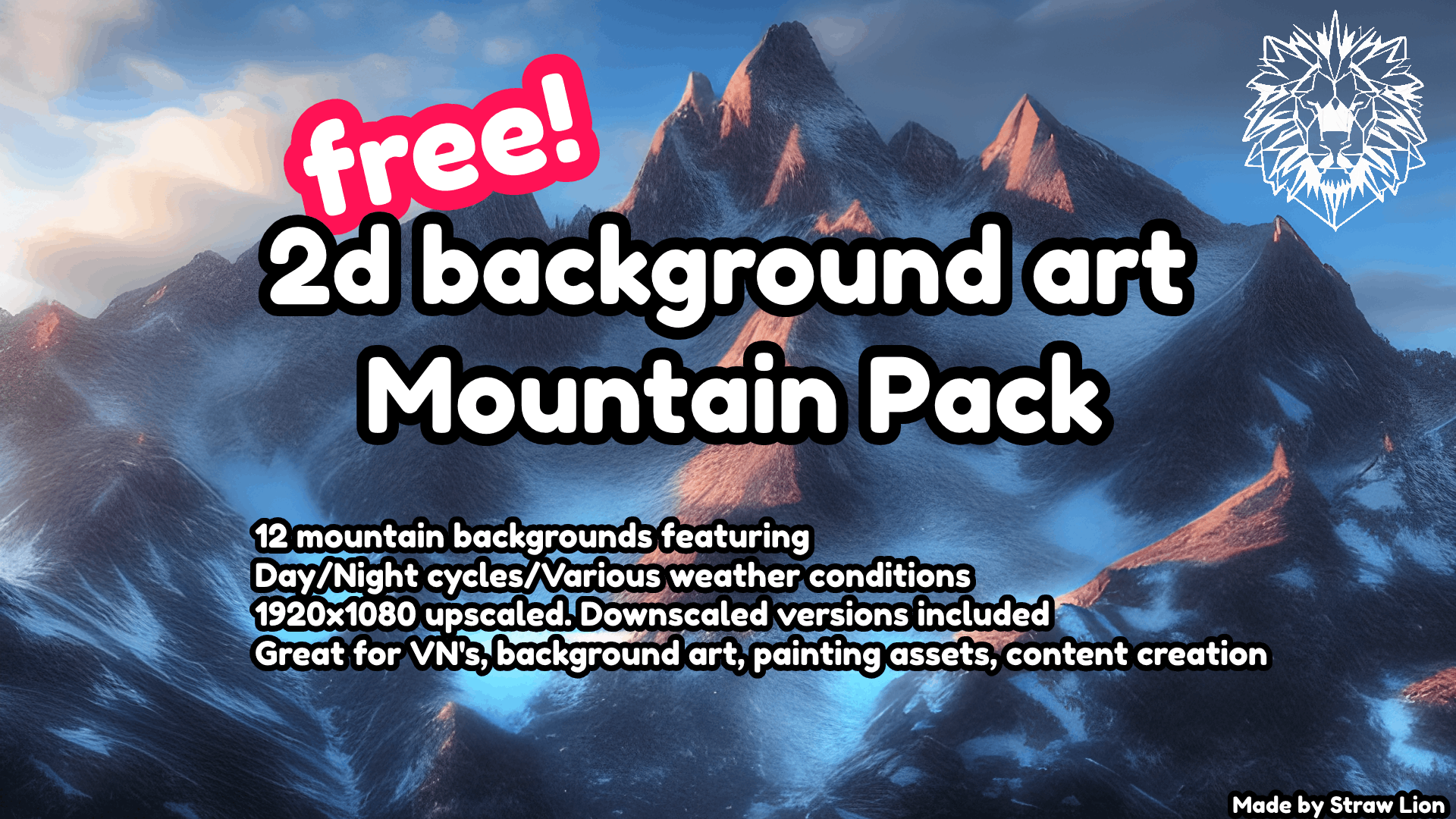 Free Mountains Backgrounds 2d Art Pack by Straw Lion