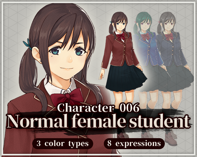 Character Sprite 006 Normal female student by PochiPochiHouse