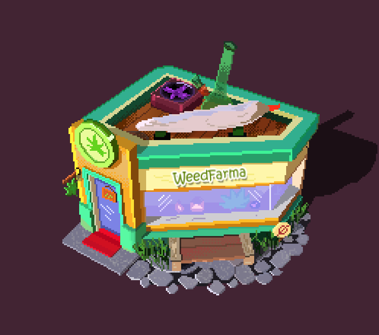 weed pharma 2D isometric Pixel art by TheRustyArt
