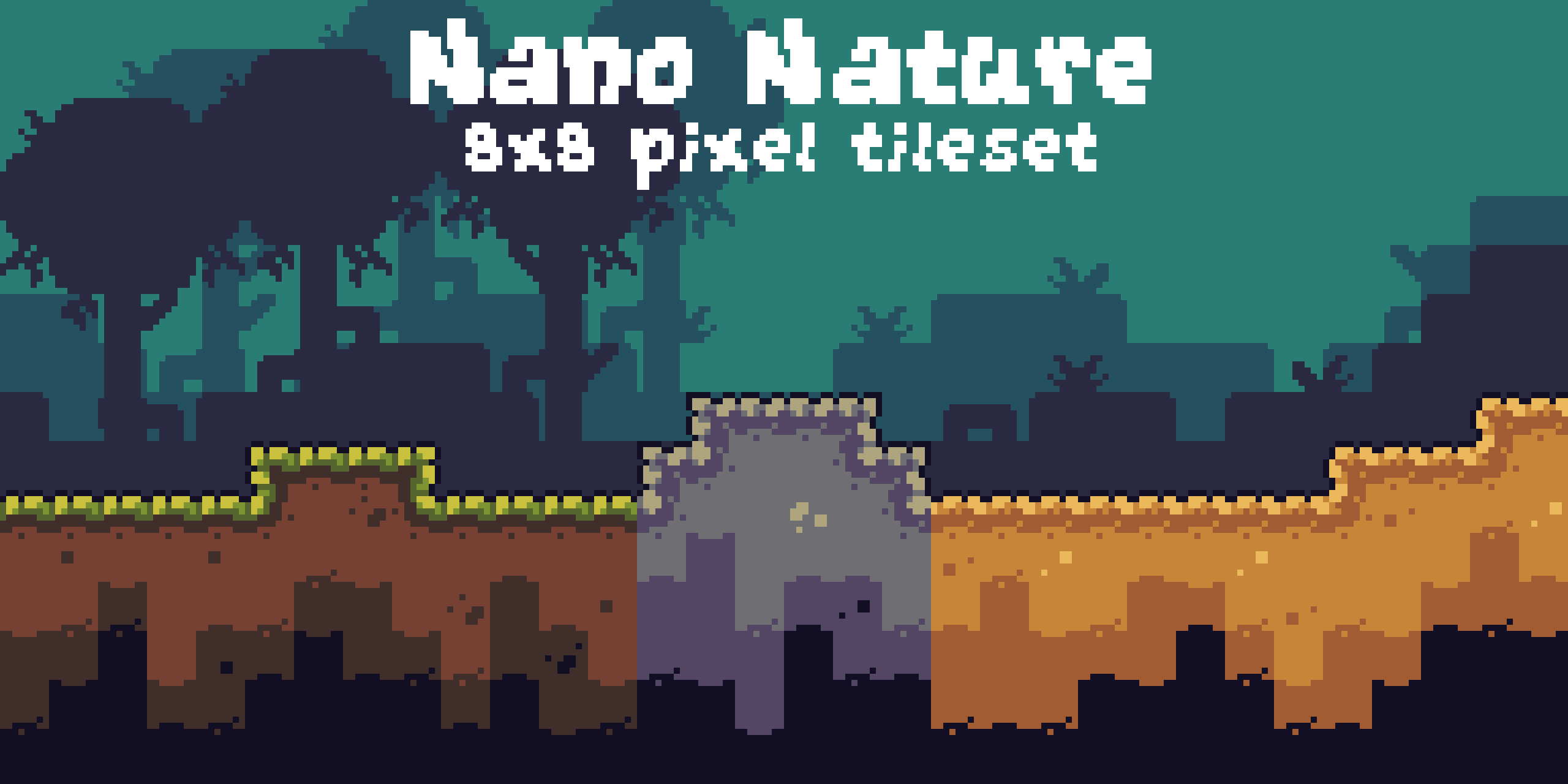 Nano Nature - 8x8 Platformer Tile Set by Chimplement