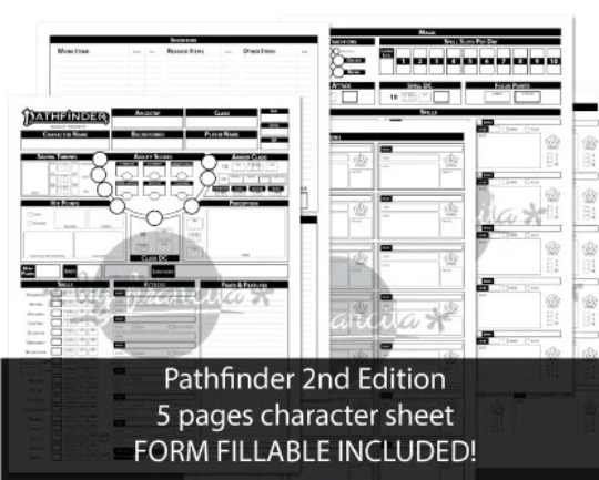 Pathfinder 2nd Edition character sheet (5 pages; FORM FILLABLE INCLUDED ...