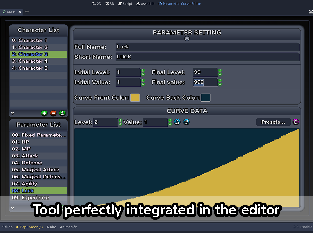 Parameter Curve Database Editor - Godot 3.6 by newold3