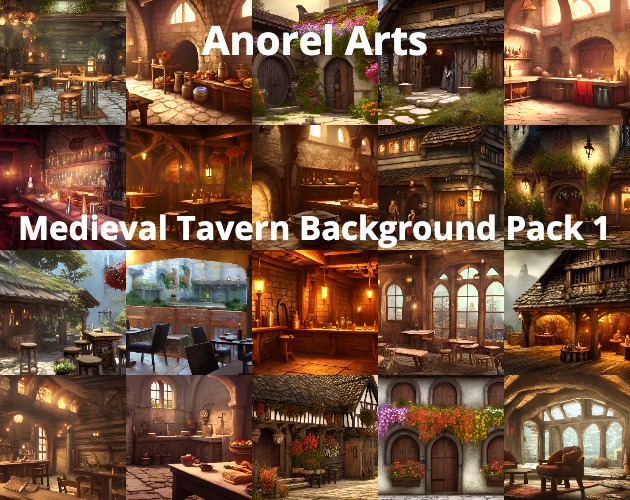 Medieval Tavern Background Pack 1 by AnorelArts