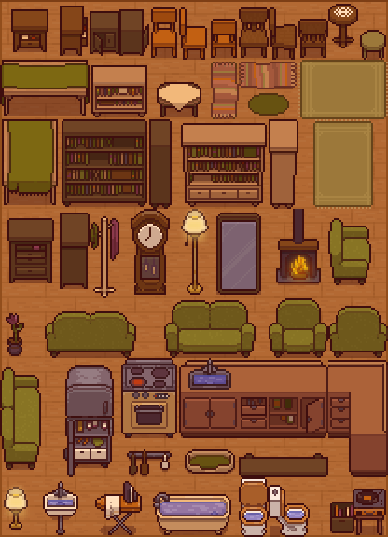 Top-Down Retro Interior (Pixel Art) by Penzilla