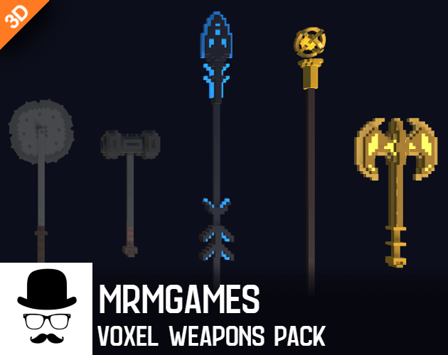 Weapons Pack - Low Poly Voxel Models by MrMGames