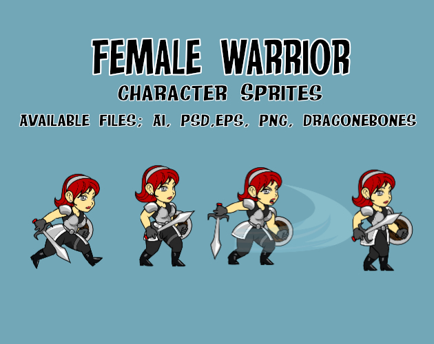 Female Warrior 2d Sprite by wahyuprot
