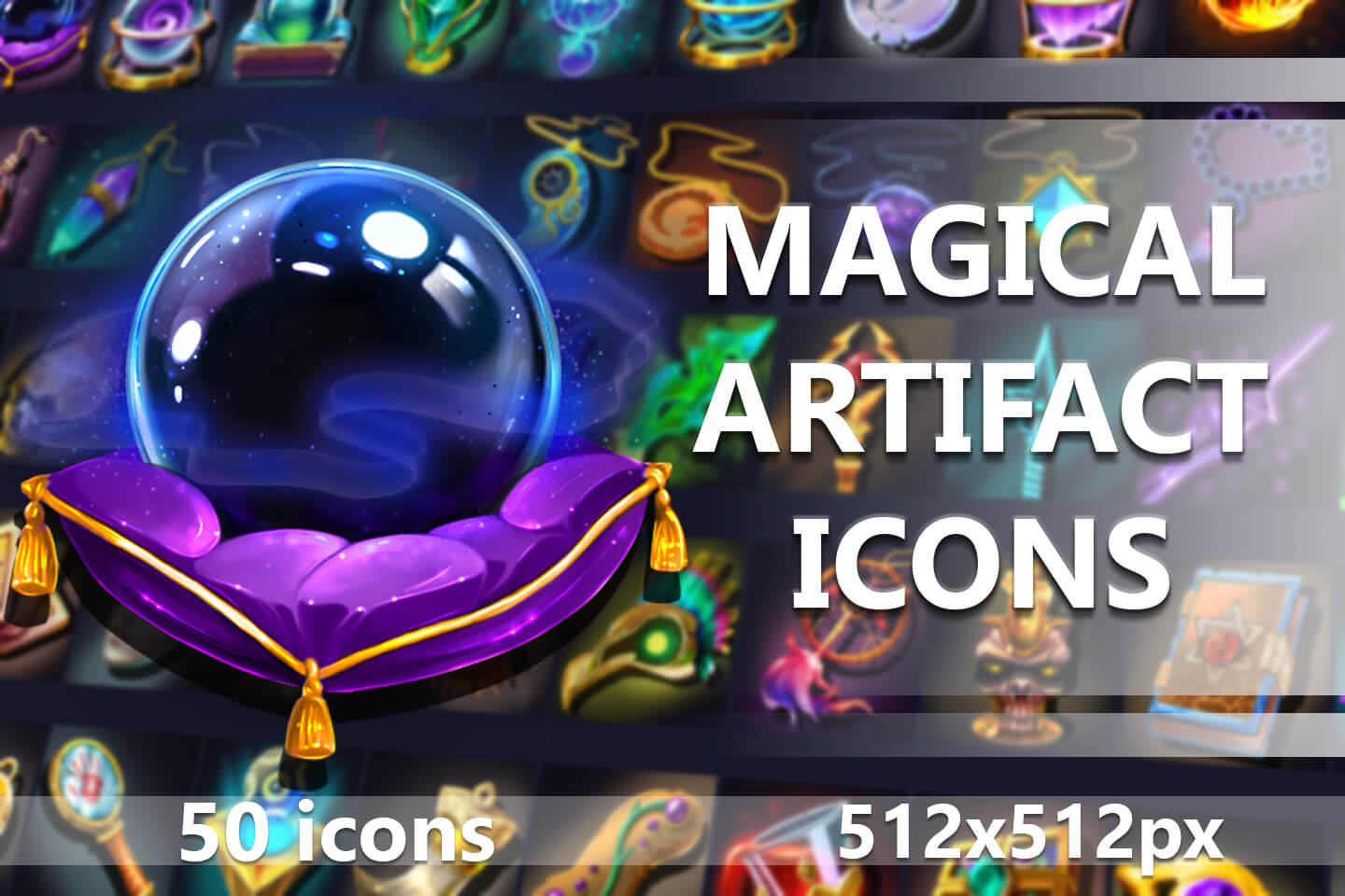 50 Magical Item Icons by Free Game Assets (GUI, Sprite, Tilesets)