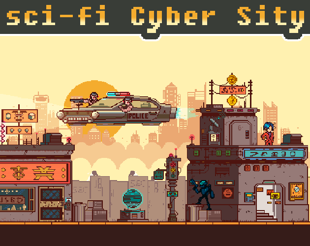 Pixel Cyberpunk Background Paralax by Kris Way