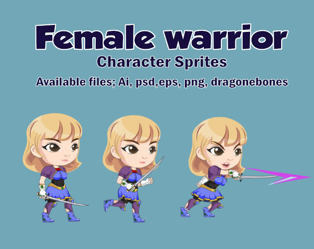 Princess Warrior 2D sprite sheet character by wahyuprot