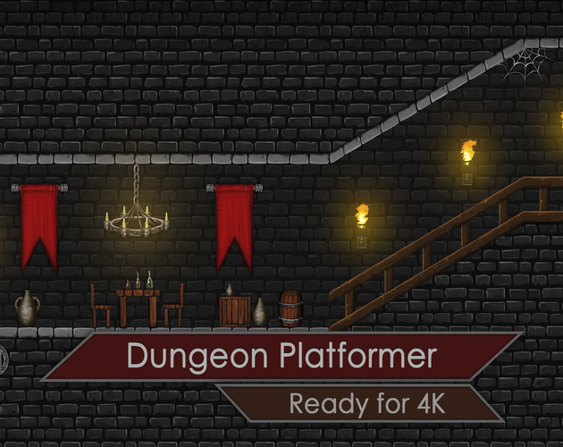 Hand Painted Platformer - Dungeon by oleekconder